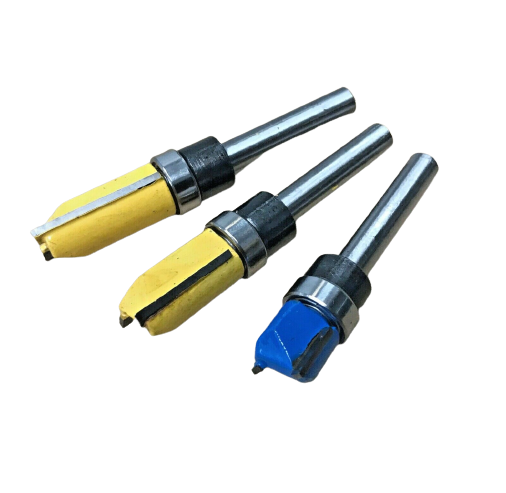 3 Piece 1/4" Shank Flute Flush Trim Router Bit Set | Direct Hardware